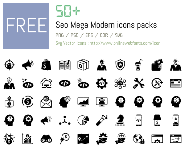 +50 Seo Mega Modern Icons Packs Free Downloads - OnlineWebFonts.COM
