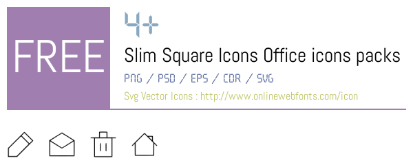 +4 Slim Square Icons Office Icons Packs Free Downloads - OnlineWebFonts.COM