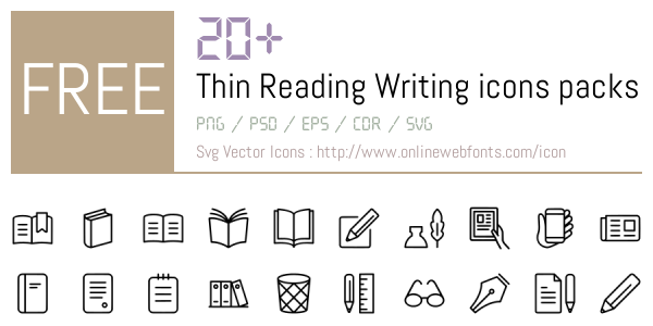+20 Thin Reading Writing Icons Packs Free Downloads - OnlineWebFonts.COM