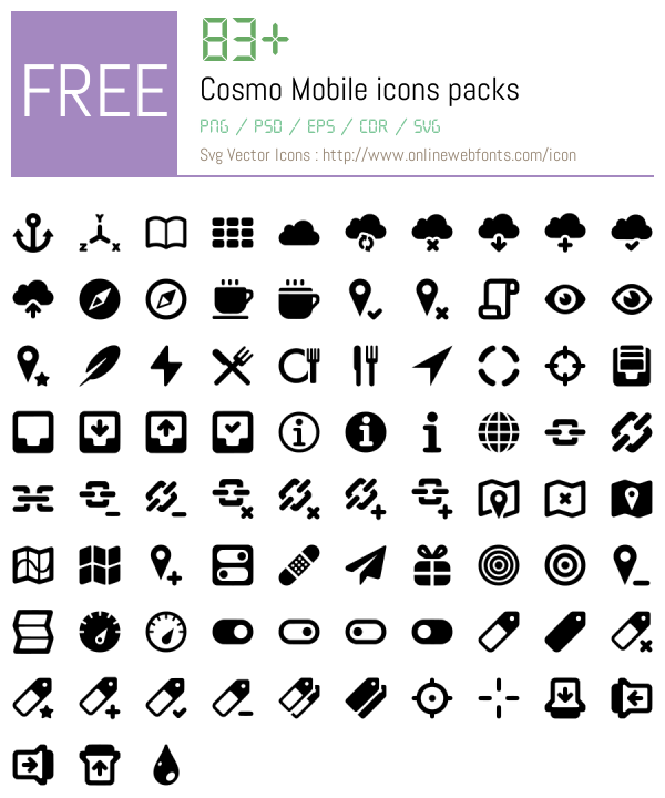 +83 Cosmo Mobile Icons Packs Free Downloads - OnlineWebFonts.COM