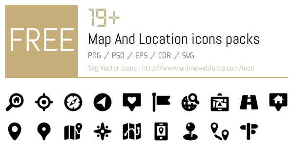 +19 Map And Location Icons Packs Free Downloads - OnlineWebFonts.COM