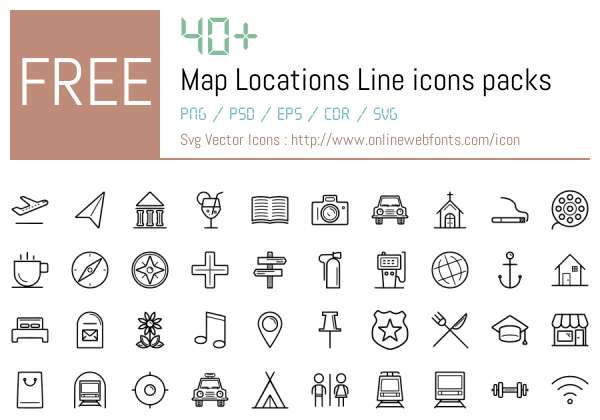 +40 Map Locations Line Icons Packs Free Downloads - OnlineWebFonts.COM