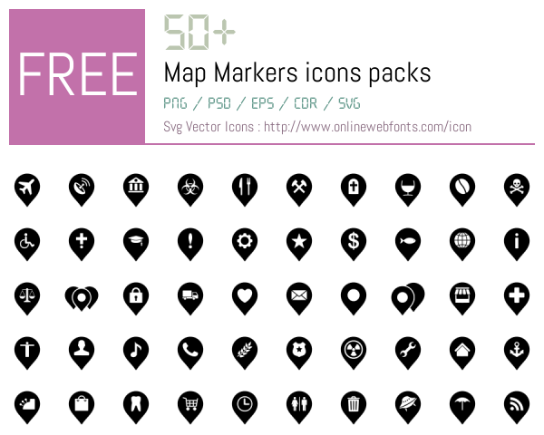 +50 Map Markers Icons Packs Free Downloads - OnlineWebFonts.COM