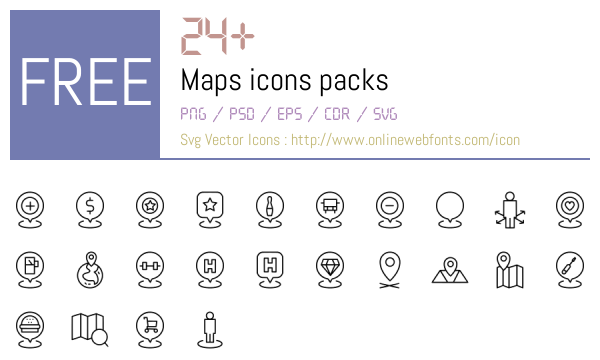 +24 Maps Icons Packs Free Downloads - OnlineWebFonts.COM