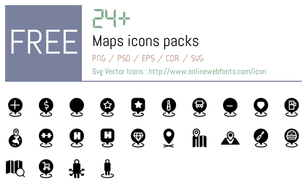 +24 Maps Icons Packs Free Downloads - OnlineWebFonts.COM
