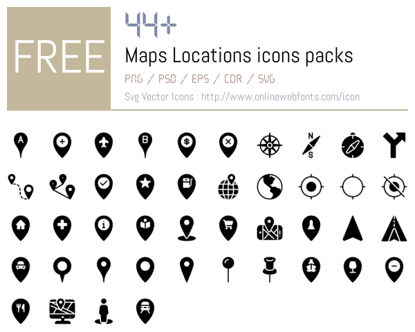 +44 Maps Locations Icons Packs Free Downloads - OnlineWebFonts.COM