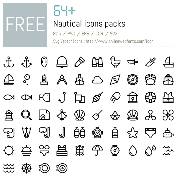 +64 Nautical Icons Packs Free Downloads - OnlineWebFonts.COM