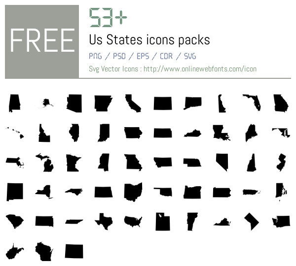 +53 Us States Icons Packs Free Downloads - OnlineWebFonts.COM