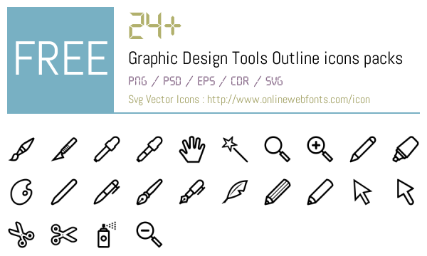 +24 Graphic Design Tools Outline Icons Packs Free Downloads ...