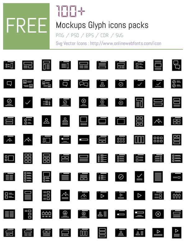 +100 Mockups Glyph Icons Packs Free Downloads - OnlineWebFonts.COM