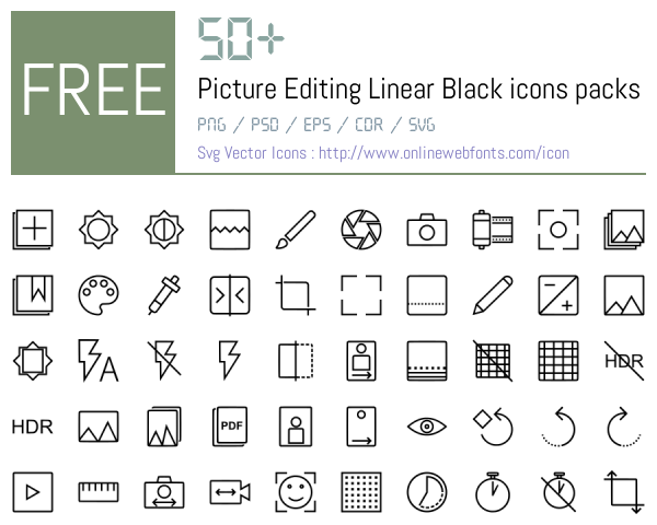 +50 Picture Editing Linear Black Icons Packs Free Downloads ...