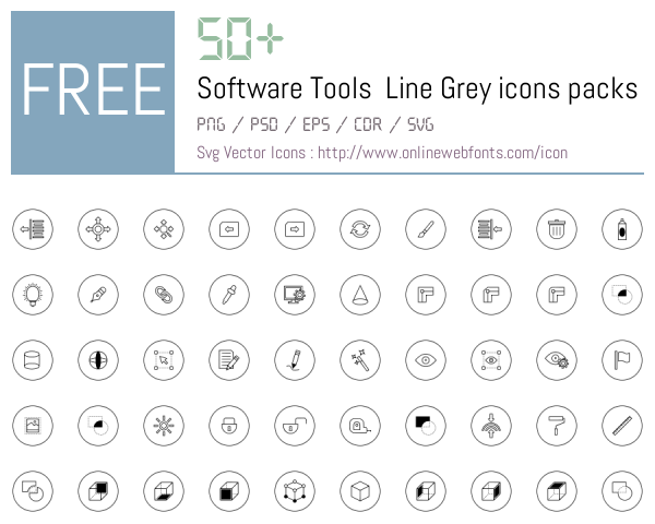 +50 Software Tools Line Grey Icons Packs Free Downloads ...