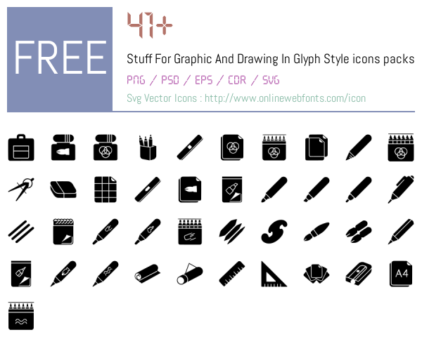 +41 Stuff For Graphic And Drawing In Glyph Style Icons Packs Free ...
