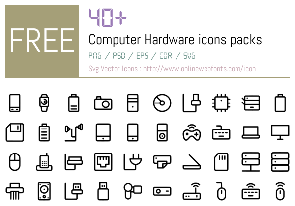 +40 Computer Hardware Icons Packs Free Downloads - OnlineWebFonts.COM