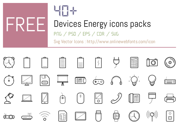 +40 Devices Energy Icons Packs Free Downloads - OnlineWebFonts.COM