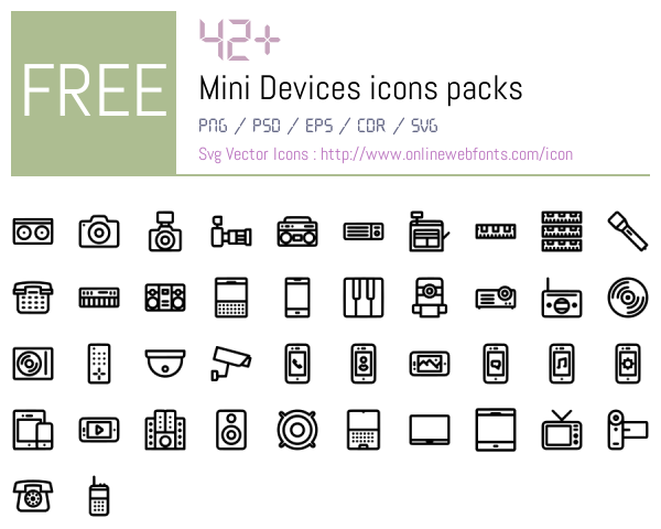 +42 Mini Devices Icons Packs Free Downloads - OnlineWebFonts.COM