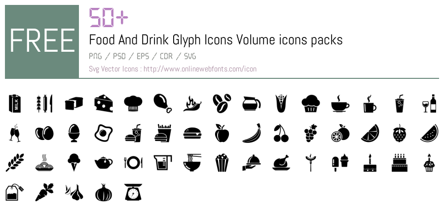 +50 Food And Drink Glyph Icons Volume Svg Animations Packs Free ...
