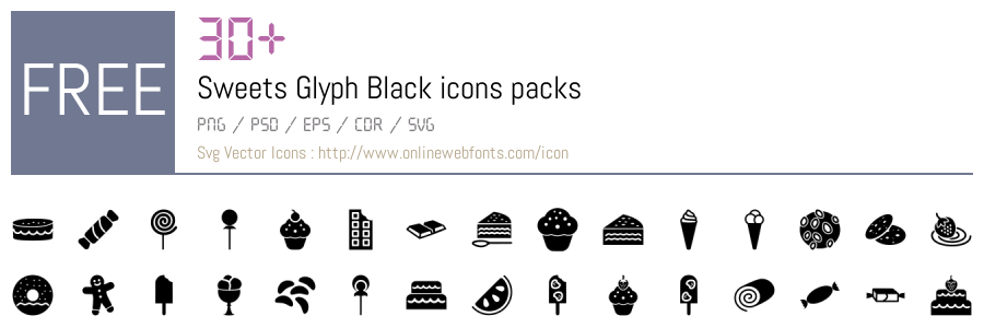+30 Sweets Glyph Black Svg Animations Packs Free Downloads ...