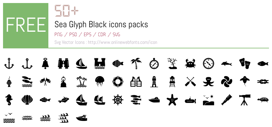 +50 Sea Glyph Black Svg Animations Packs Free Downloads ...