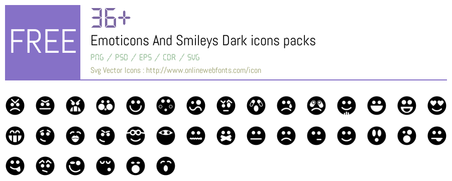 +36 Emoticons And Smileys Dark Svg Animations Packs Free Downloads ...