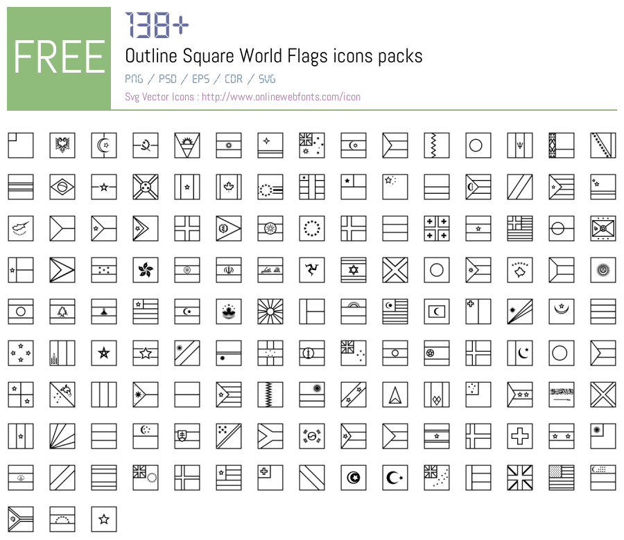 +138 Outline Square World Flags Svg Animations Packs Free Downloads ...