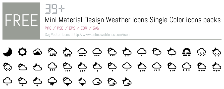 +39 Mini Material Design Weather Icons Single Color Svg Animations ...