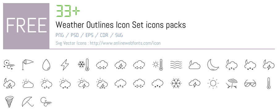 +33 Weather Outlines Icon Set Svg Animations Packs Free Downloads ...