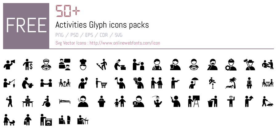 +50 Activities Glyph Svg Animations Packs Free Downloads ...