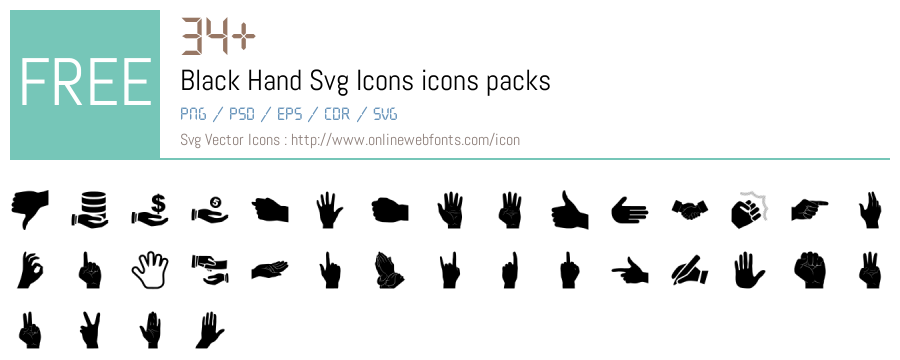 +35 Black Hand Svg Icons Svg Animations Packs Free Downloads ...