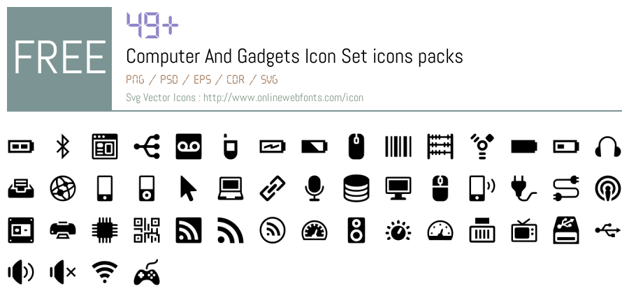 +49 Computer And Gadgets Icon Set Svg Animations Packs Free Downloads ...
