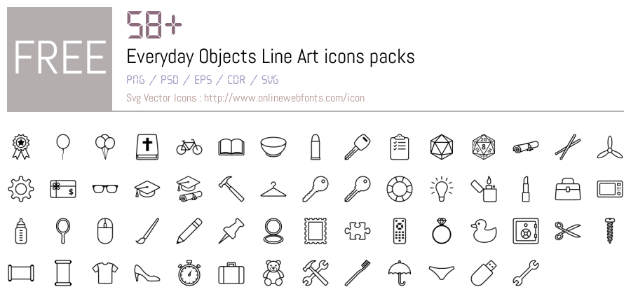 +58 Everyday Objects Line Art Svg Animations Packs Free Downloads ...