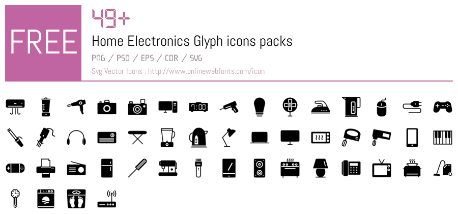 +49 Home Electronics Glyph Svg Animations Packs Free Downloads ...