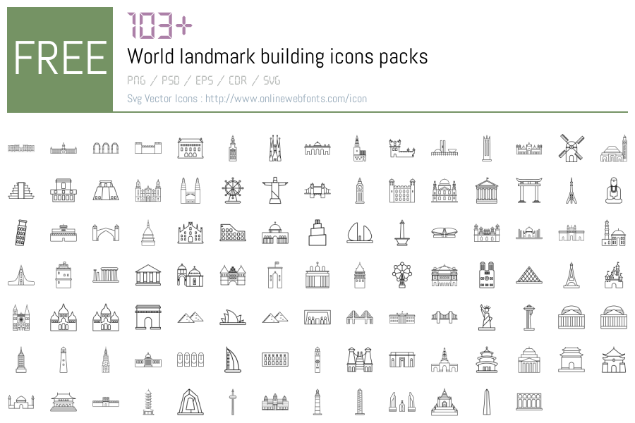 +103 World landmark building Svg Animations Packs Free Downloads ...