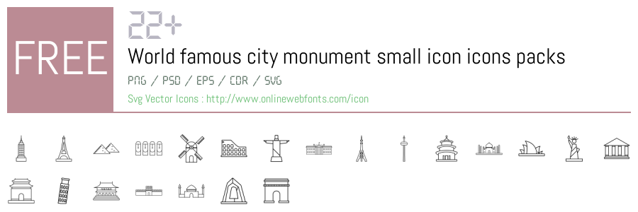 +22 World famous city monument small icon Svg Animations Packs Free ...