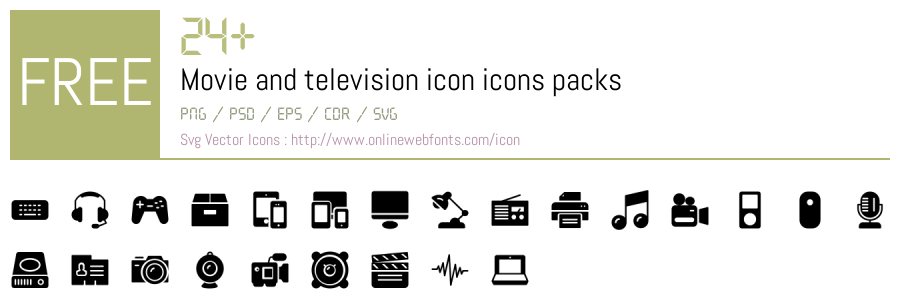 +24 Movie and television icon Svg Animations Packs Free Downloads ...