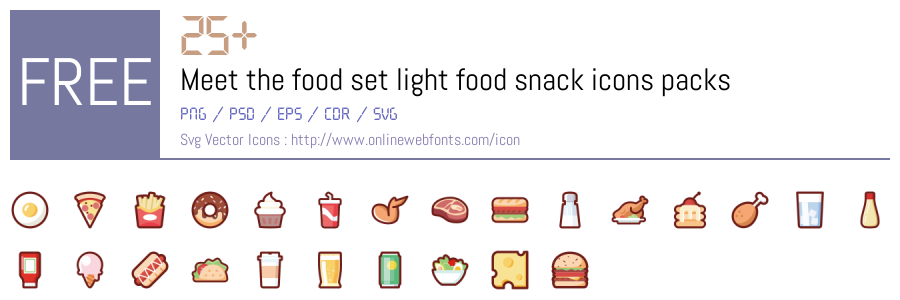 +25 Meet the food set light food snack Svg Animations Packs Free ...
