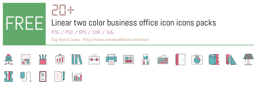 +20 Linear two color business office icon Svg Animations Packs Free ...