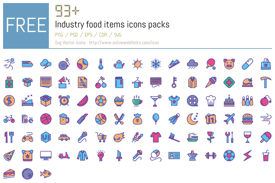 +93 Industry food items Svg Animations Packs Free Downloads ...