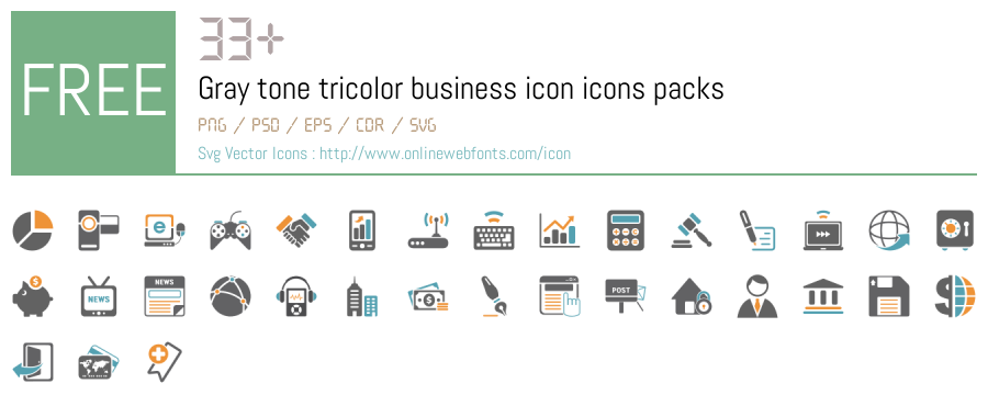 +33 Gray tone tricolor business icon Svg Animations Packs Free ...