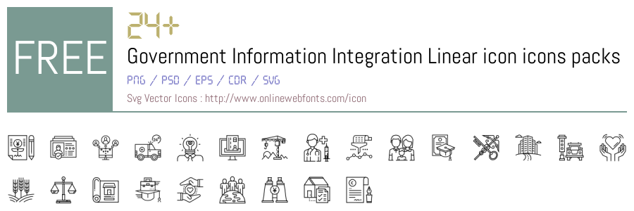 +24 Government Information Integration Linear icon Svg Animations Packs ...