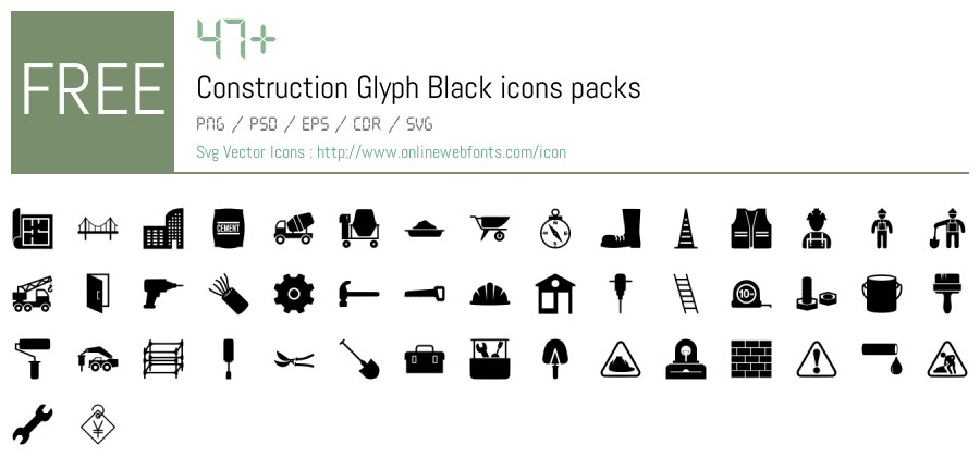 +47 Construction Glyph Black Svg Animations Packs Free Downloads ...