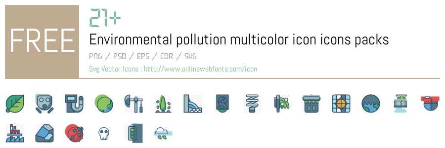 +21 Environmental pollution multicolor icon Svg Animations Packs Free ...