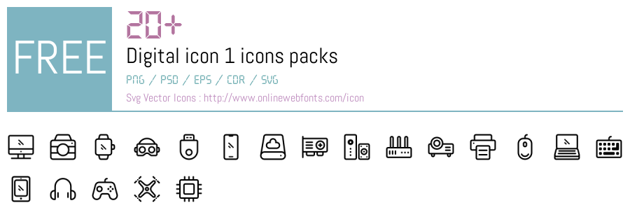 +20 Digital icon 1 Svg Animations Packs Free Downloads - OnlineWebFonts.COM