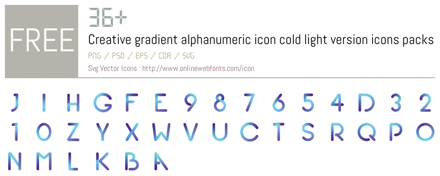 +36 Creative gradient alphanumeric icon cold light version Svg ...
