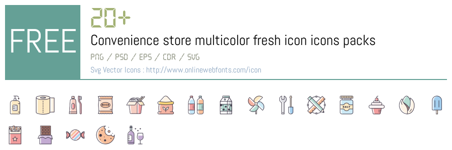 +20 Convenience store multicolor fresh icon Svg Animations Packs Free ...