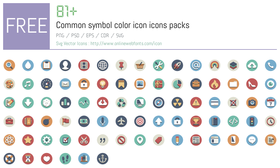 +81 Common symbol color icon Svg Animations Packs Free Downloads ...