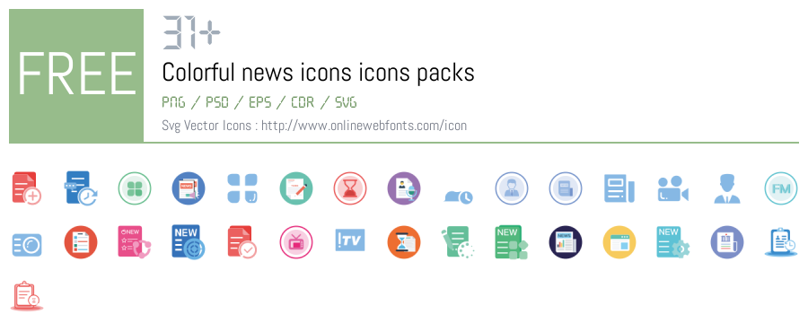 +31 Colorful news icons Svg Animations Packs Free Downloads ...