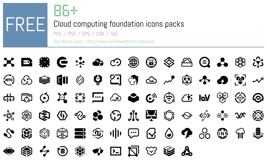 +86 Cloud computing foundation Svg Animations Packs Free Downloads - OnlineWebFonts.COM