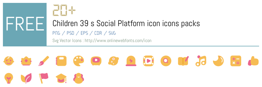+20 Children 39 s Social Platform icon Svg Animations Packs Free ...