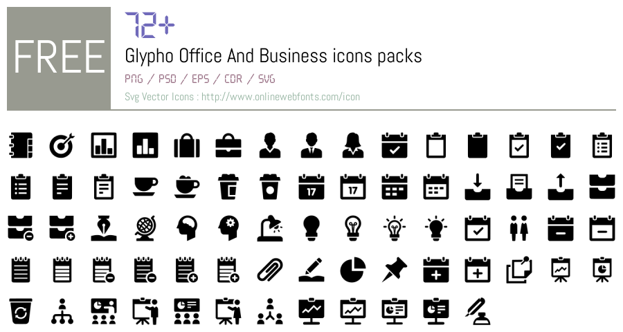 +72 Glypho Office And Business Svg Animations Packs Free Downloads ...
